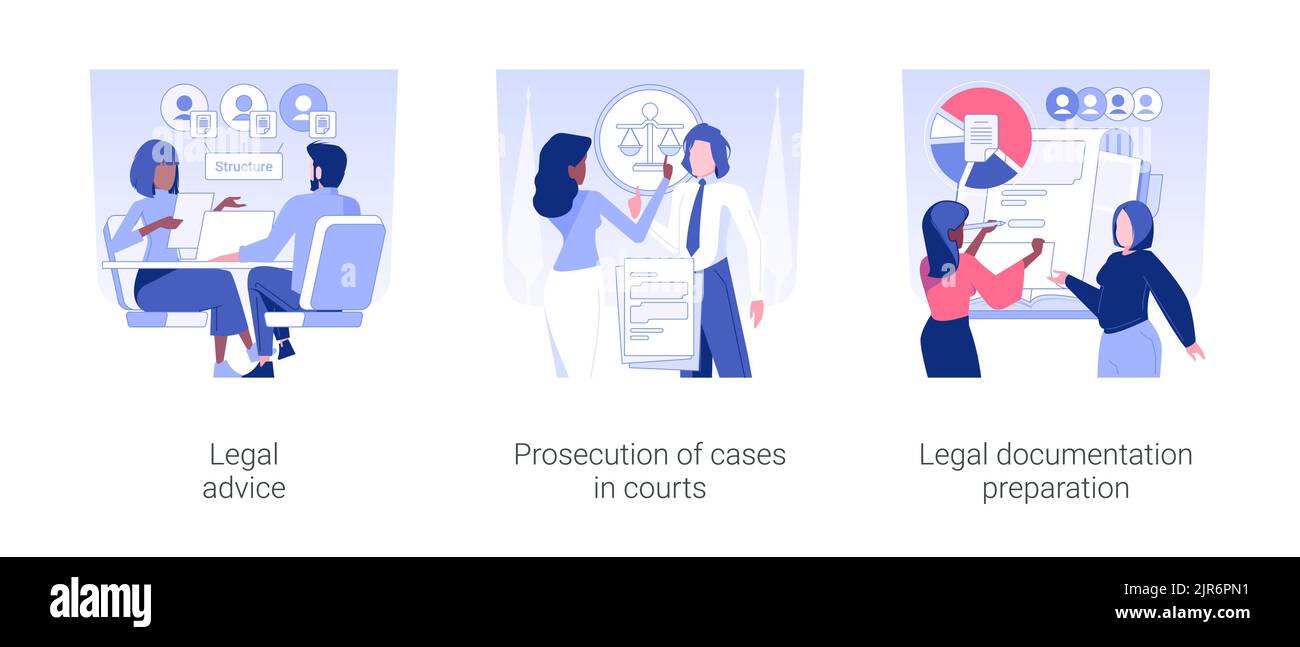 Legal department isolated concept vector illustration set. Legal advice ...