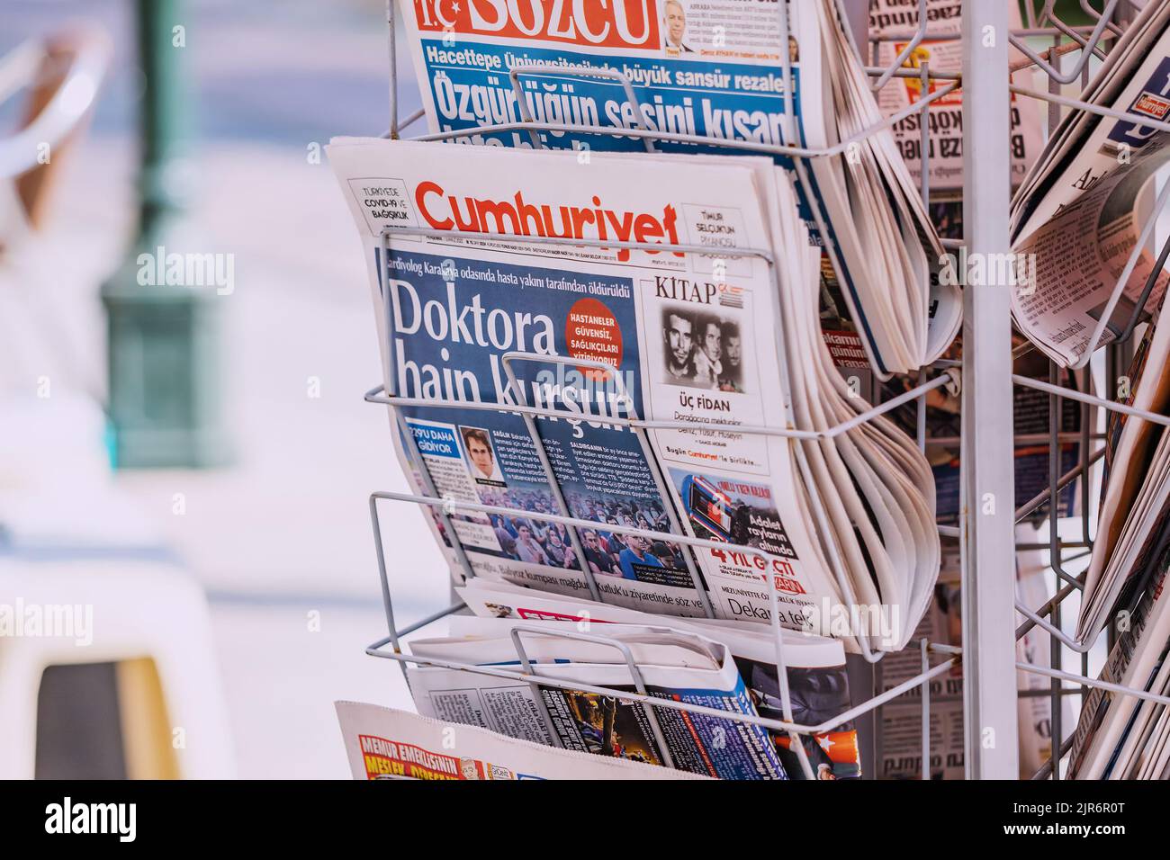 07 July 2022, Antalya, Turkey: Cumhuriyet newspaper and other press ...