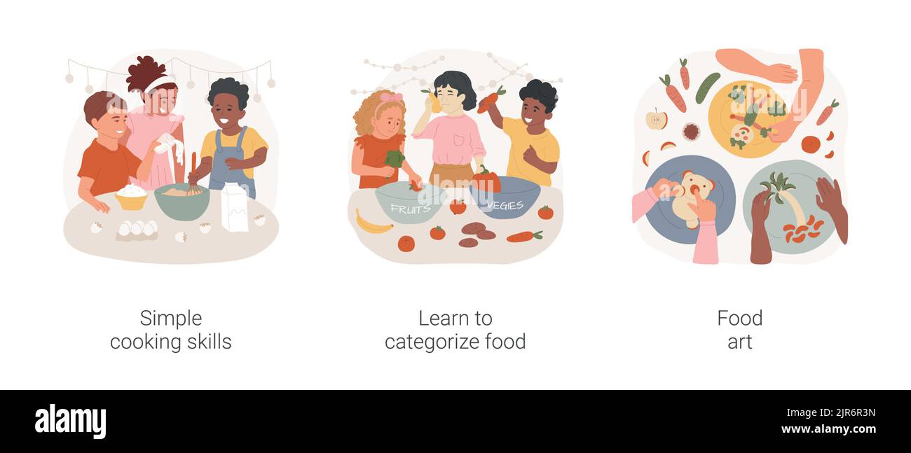 Cooking skills in early education isolated cartoon vector illustration ...