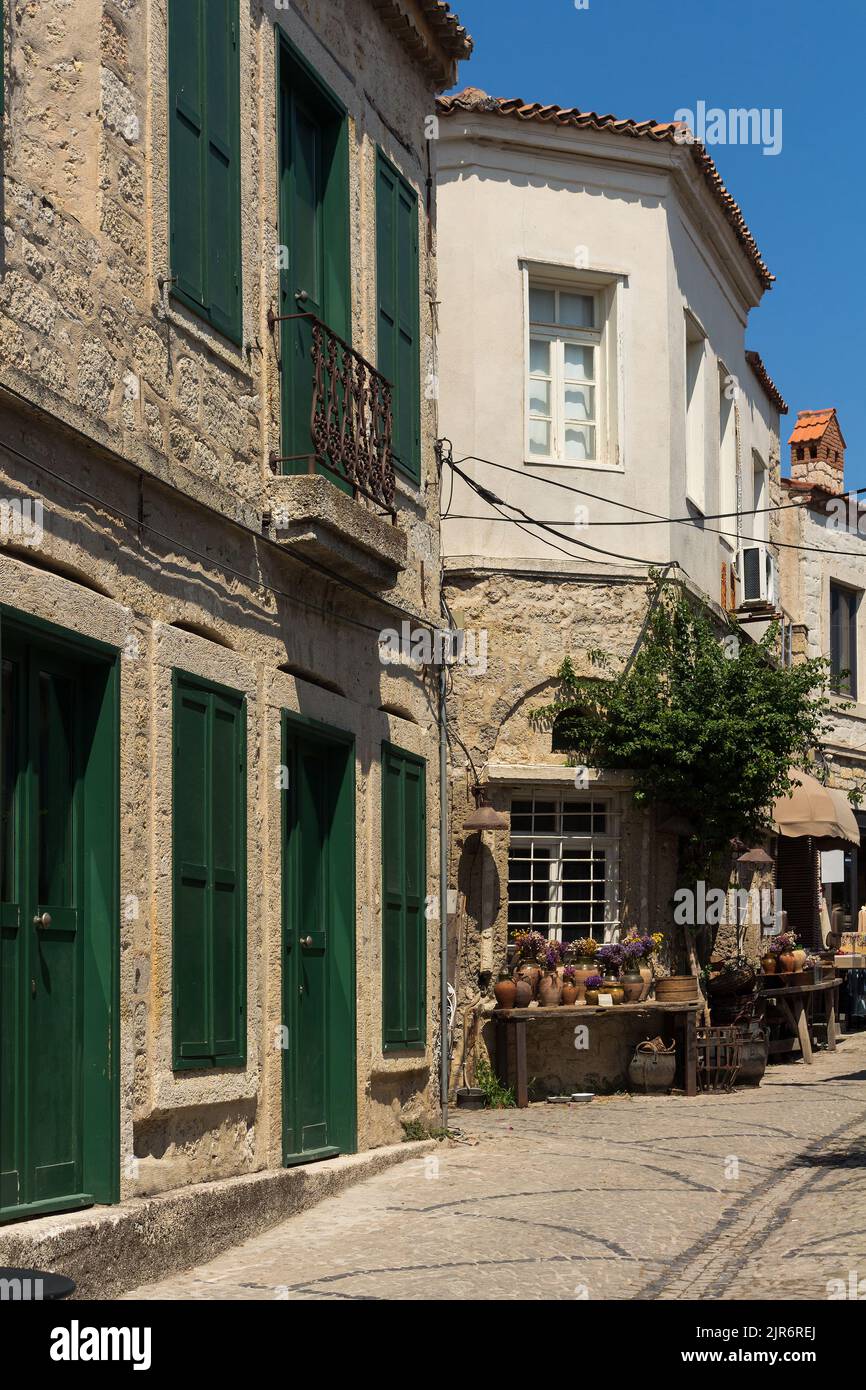 View of old, historical, traditional stone houses in famous, touristic ...