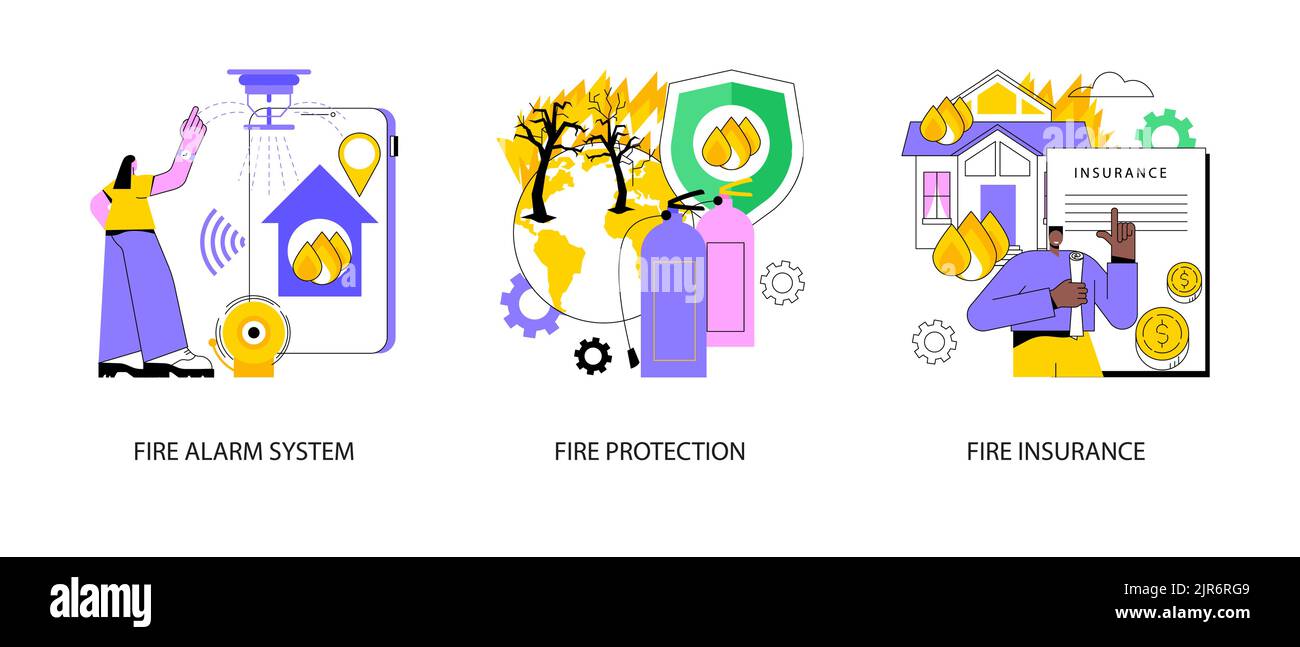 Building emergency protection abstract concept vector illustration set ...