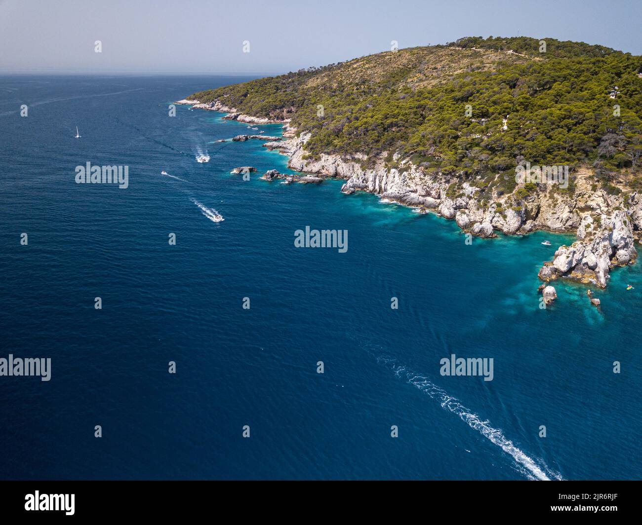 Italy, August 2022: aerial view of the archipelago of the Tremiti ...