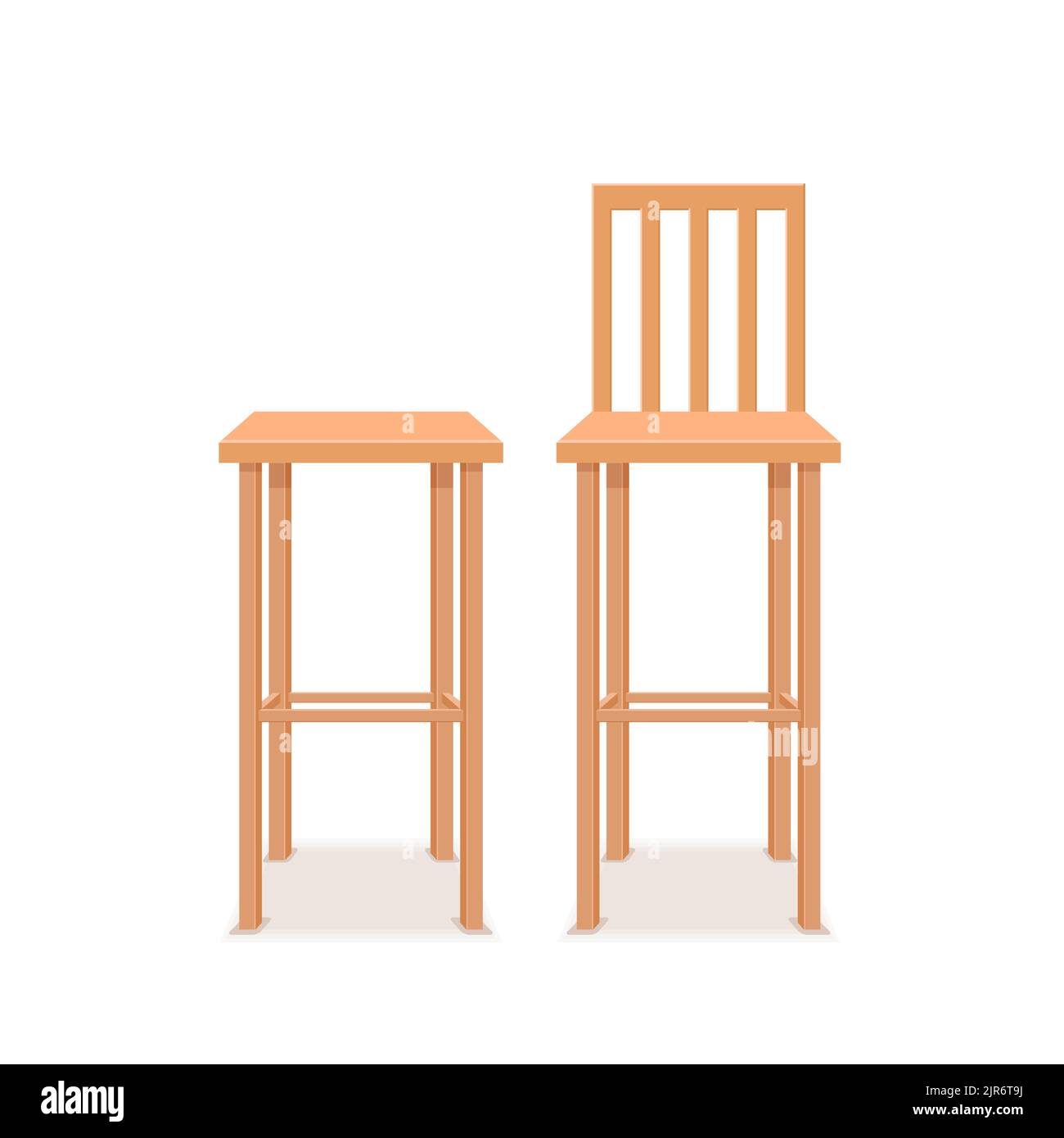 Chair wooden cartoon furniture. Stool vector seat modern wood chair ...