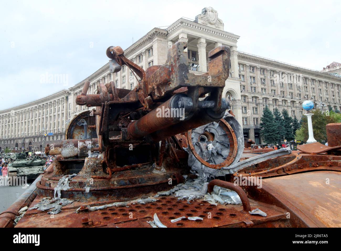 KYIV, UKRAINE - AUGUST 20, 2022 - Destroyed russian military equipment ...