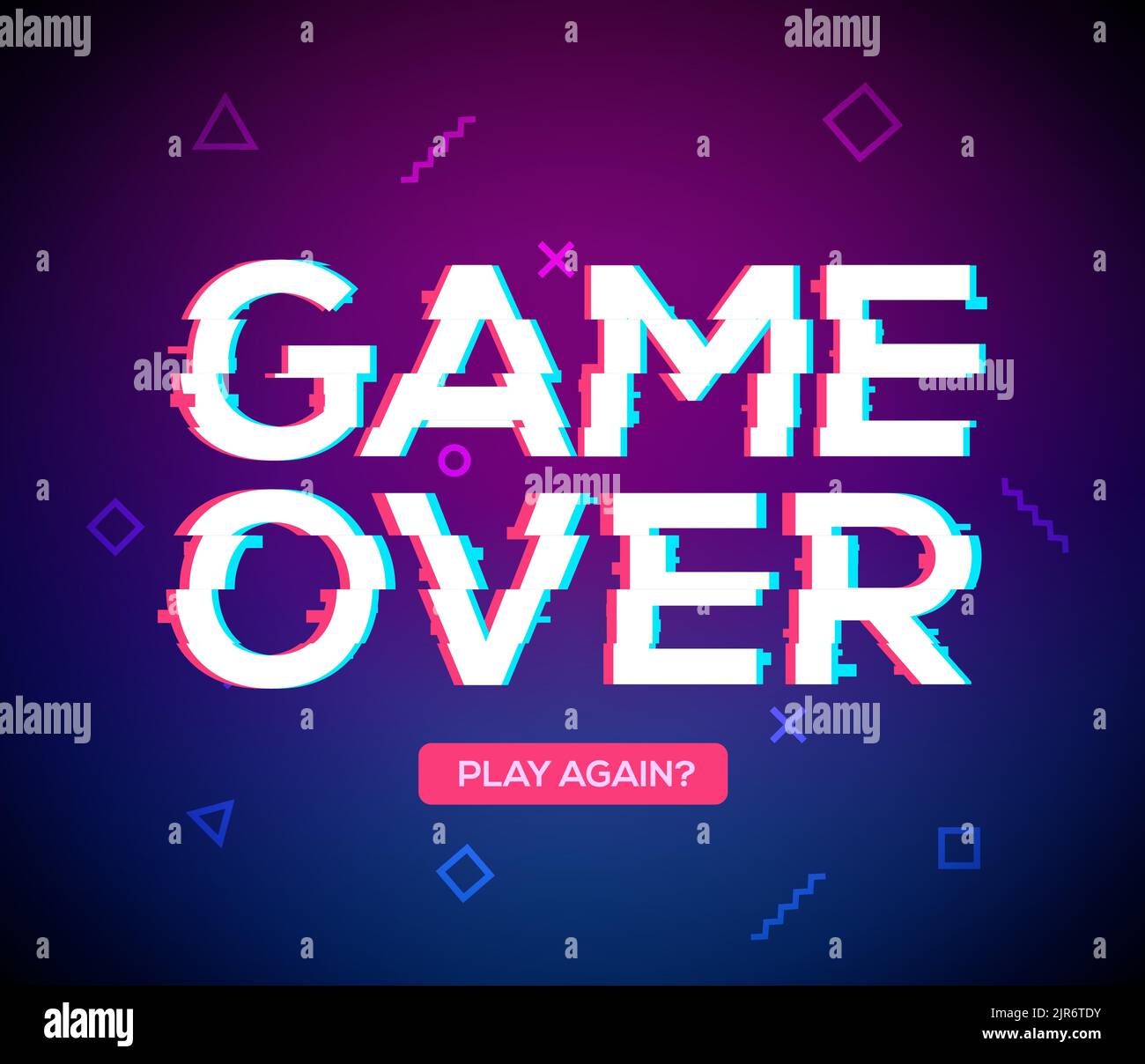 Game over screen glitch video retro pixel background. Game over glitch ...
