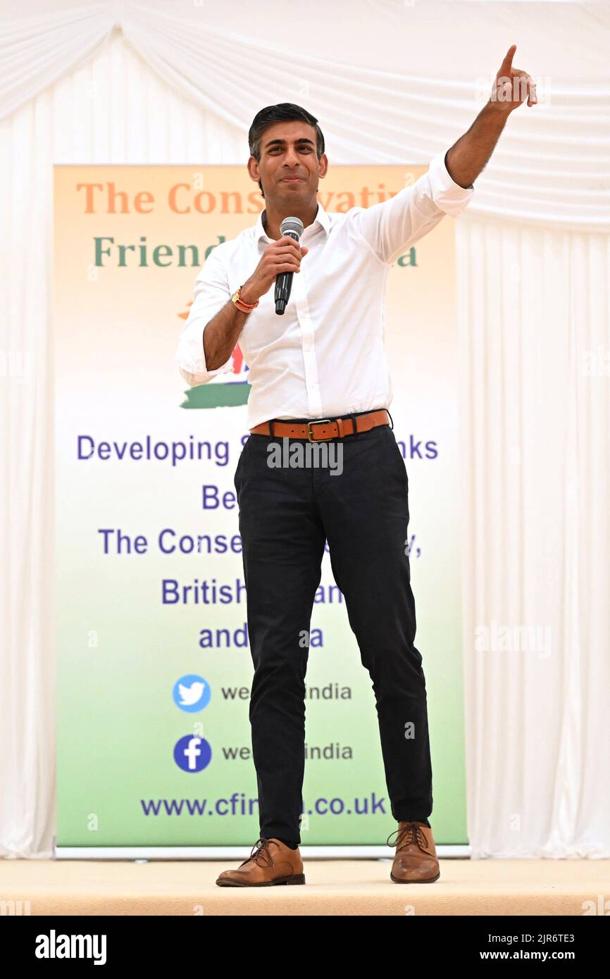 Rishi Sunak addresses the Conservative Friends of India at Dhamecha ...