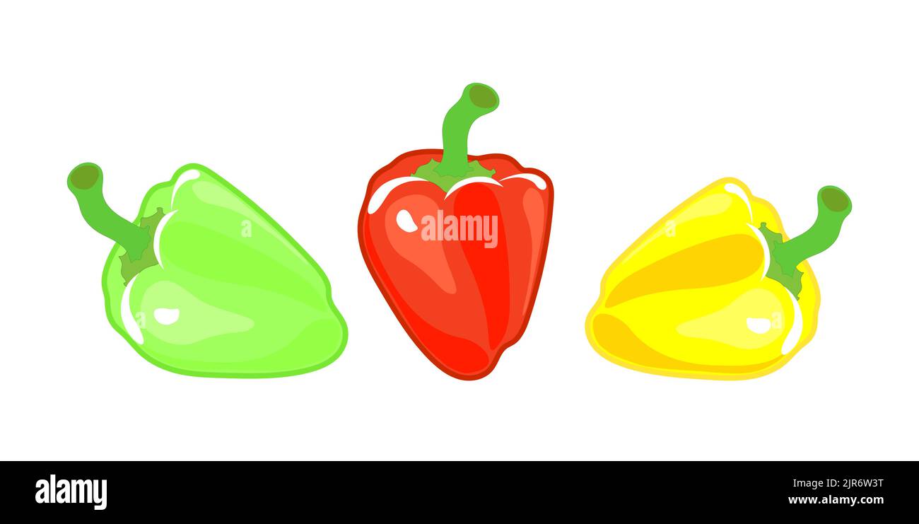 red green and yellow bell pepper capsicum vector logo icon set ...