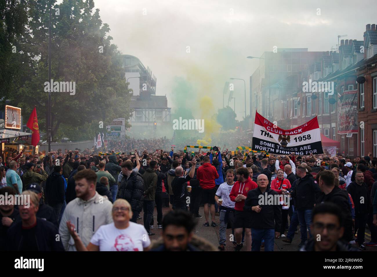 Fans take part in an organised protest march outside the ground against ...