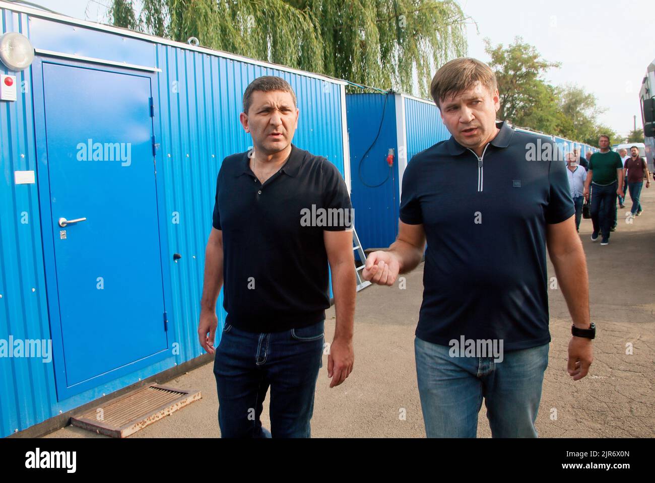 CEO, Chairman of the Board of Rosseti PJSC Andrey Ryumin (left) during a visit to restoration ...