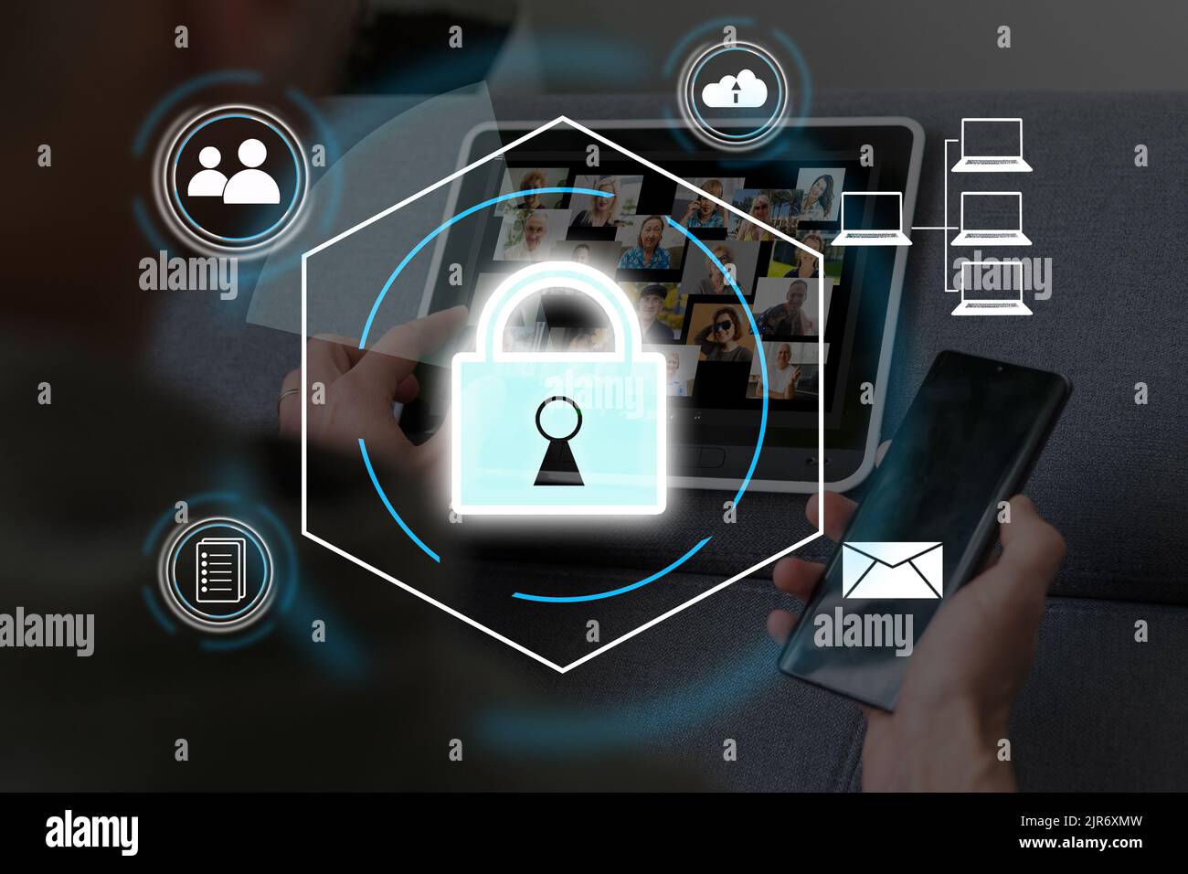 virtual icon protection, lock. Personal Data Protection Stock Photo - Alamy