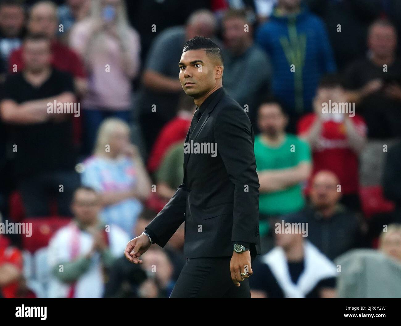 Manchester United's new signing Casemiro on the pitch before the ...