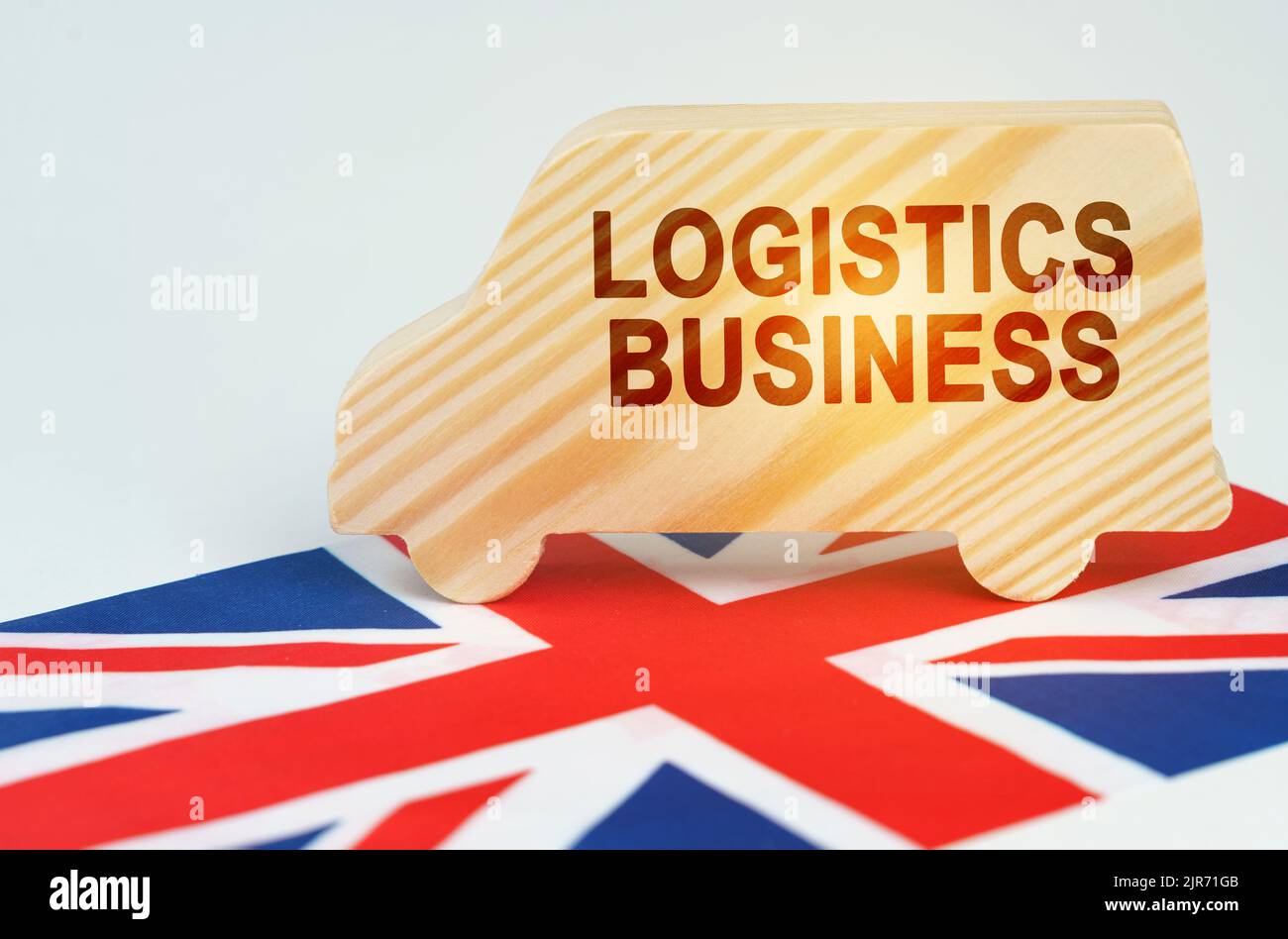 The concept of cargo transportation and logistics. On the flag of Great ...