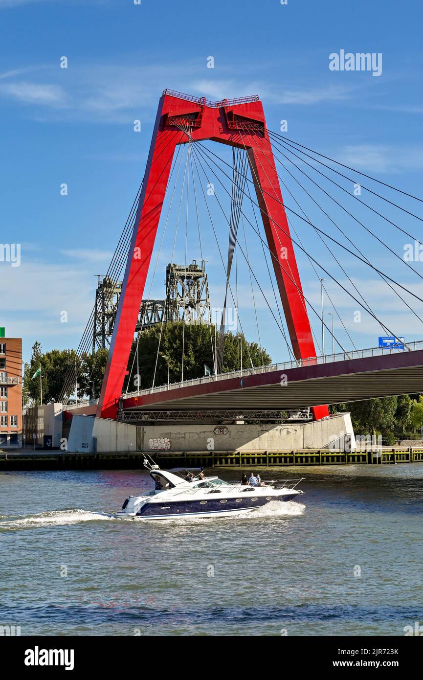 Rotterdam, Netherlands - August 2022: Luxury motor boat about to pass ...