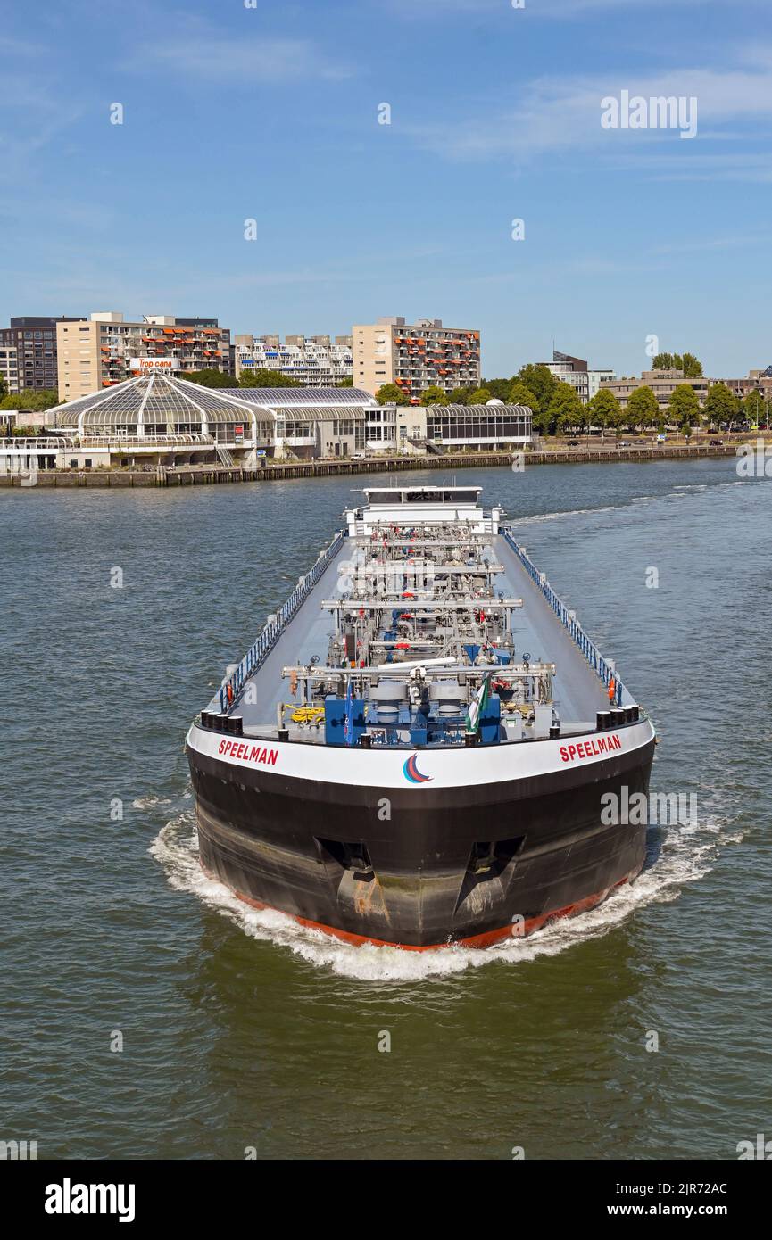 Rotterdam, Netherlands - August 2022: Industrial tanker barge Speelman ...