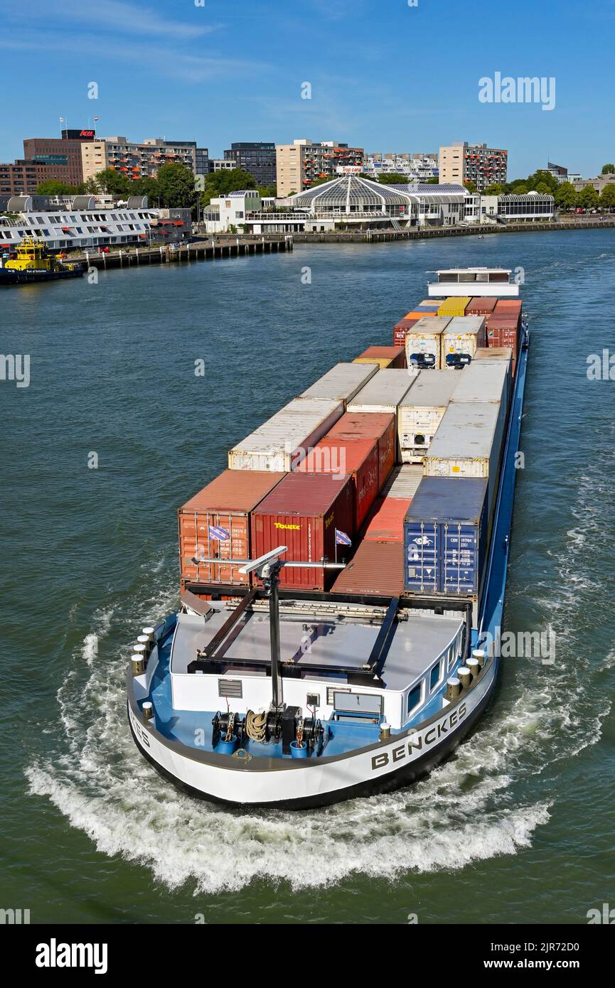 Rotterdam, Netherlands - August 2022: Industrial barge Benckes carrying ...