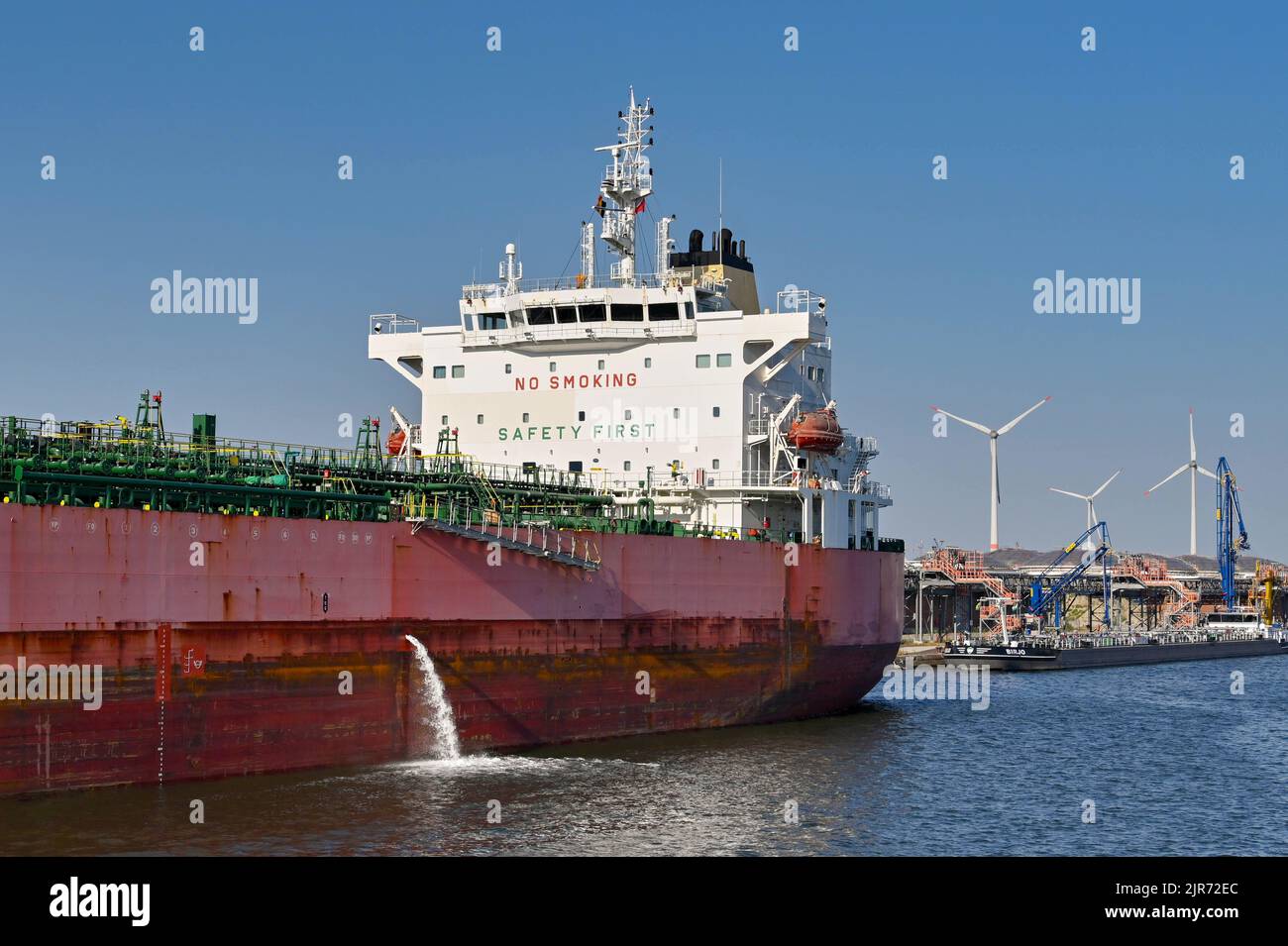 Antwerp, Belgium - August 2022: Large oil tanker moored in the city's ...
