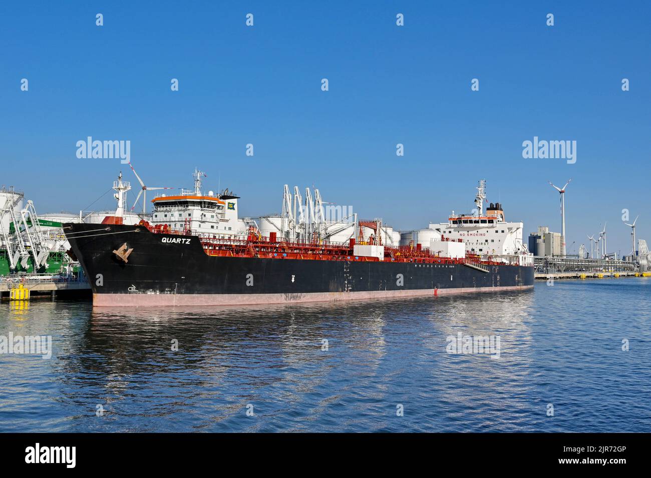 Antwerp, Belgium - August 2022: Large oil tanker moored in the city's ...