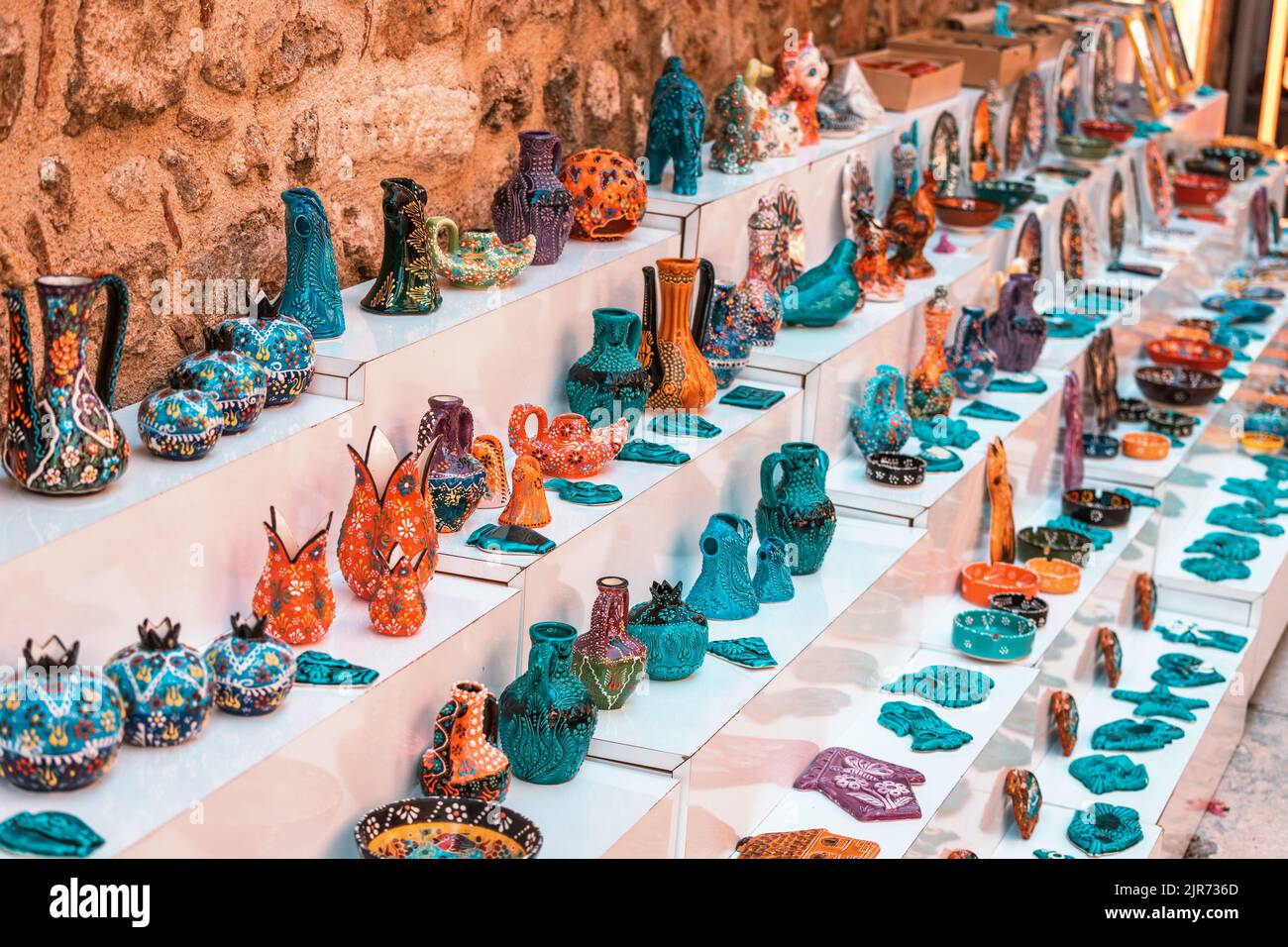 Traditional Turkish and Oriental jugs and vases decorated with floral ...