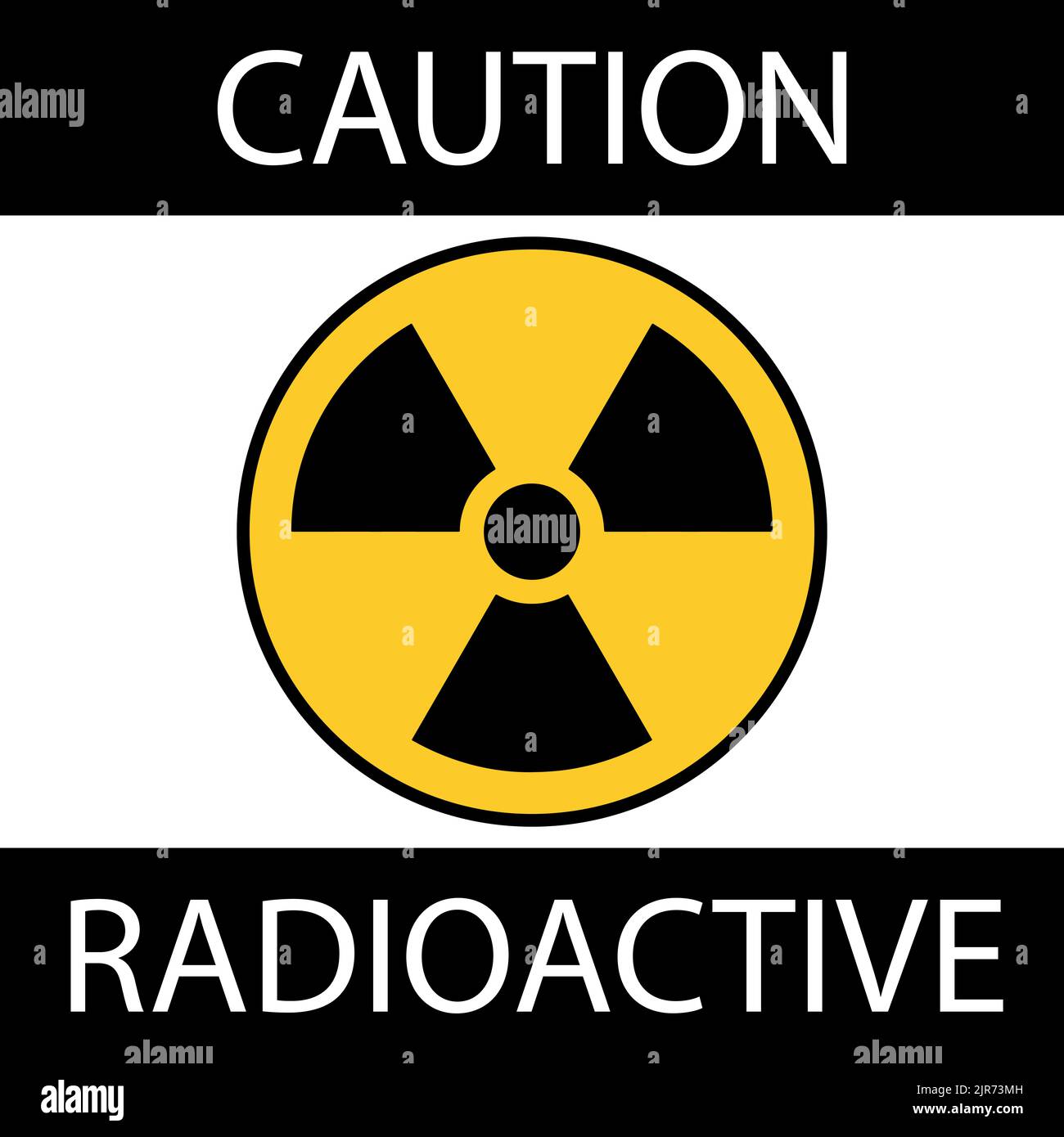 radiation nuclear sign caution radioactive yellow circle background ...