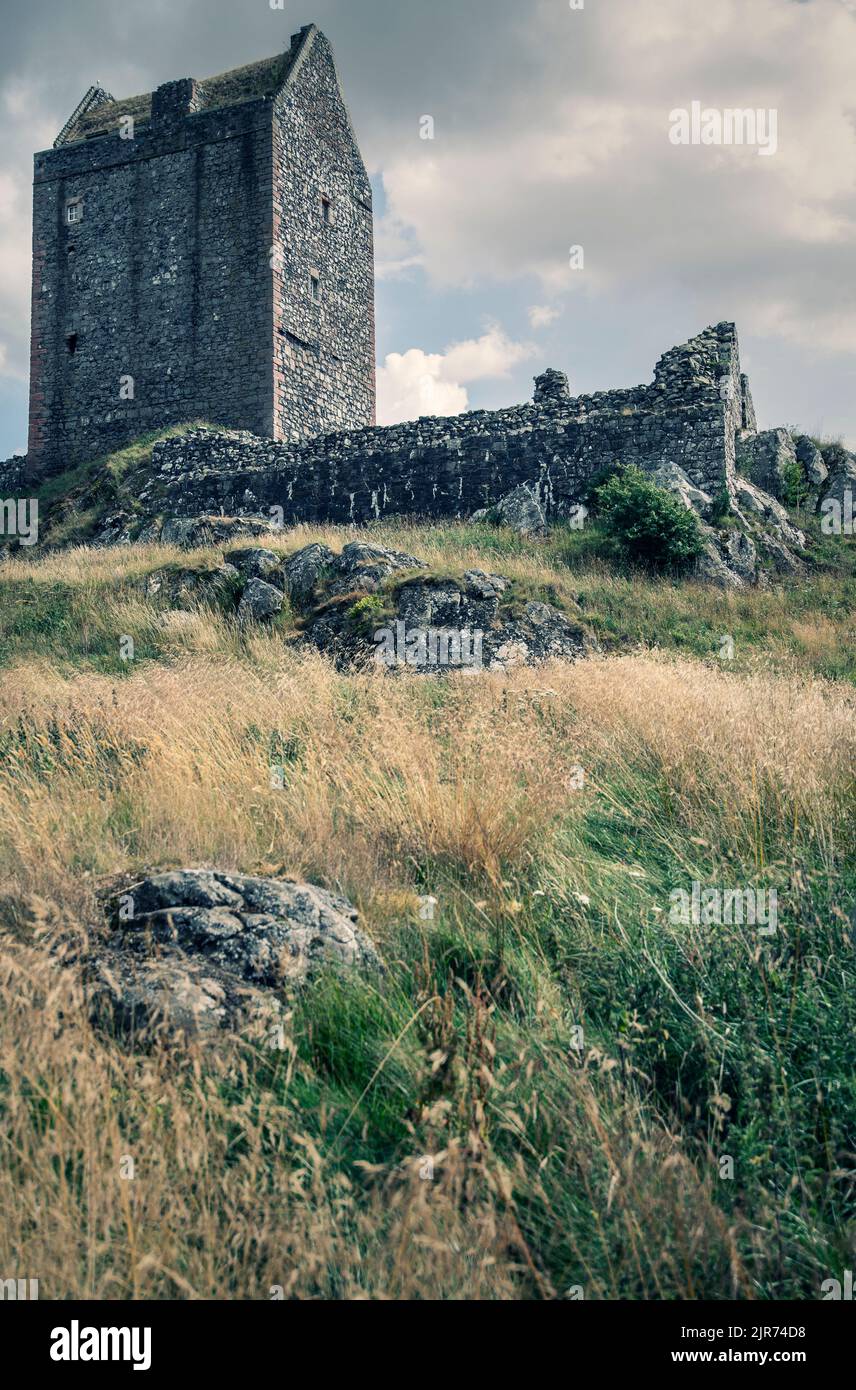 Smailholm Tower, a peel tower near Kelso in the Scottish Borders Stock ...