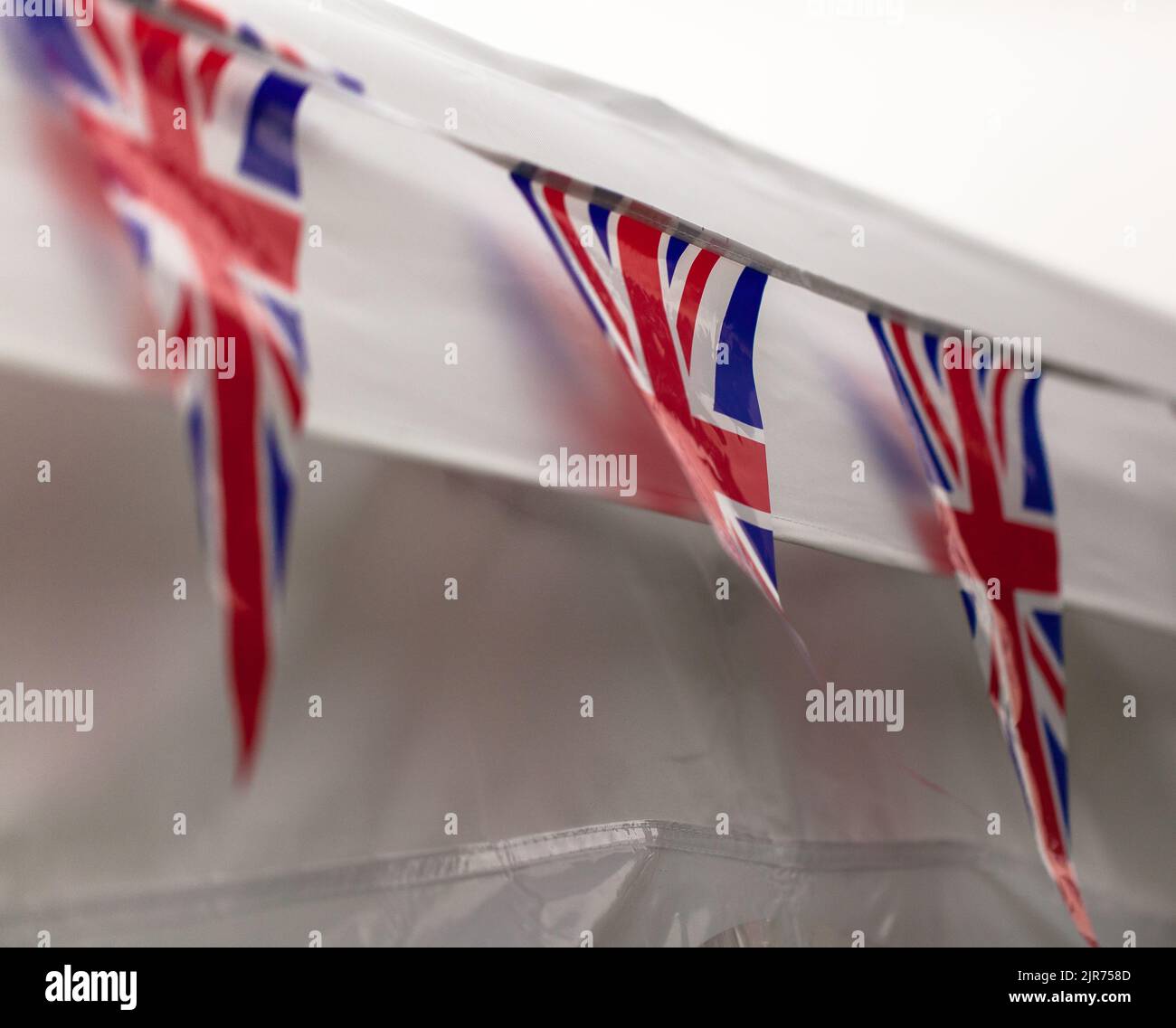 A Union flag bunting on one of the marquees at Garth Park, Bicester for ...