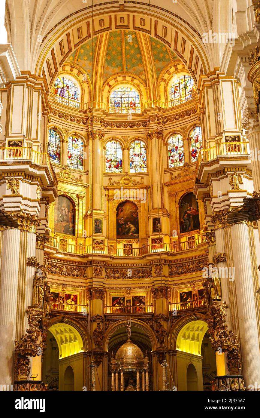 Interior of Granada cathedral in Andalusia, Spain Stock Photo - Alamy