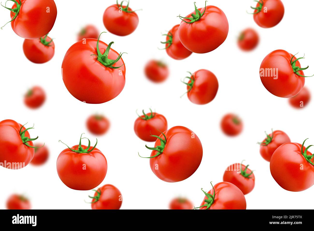 Falling tomato isolated on white background, clipping path, full depth ...