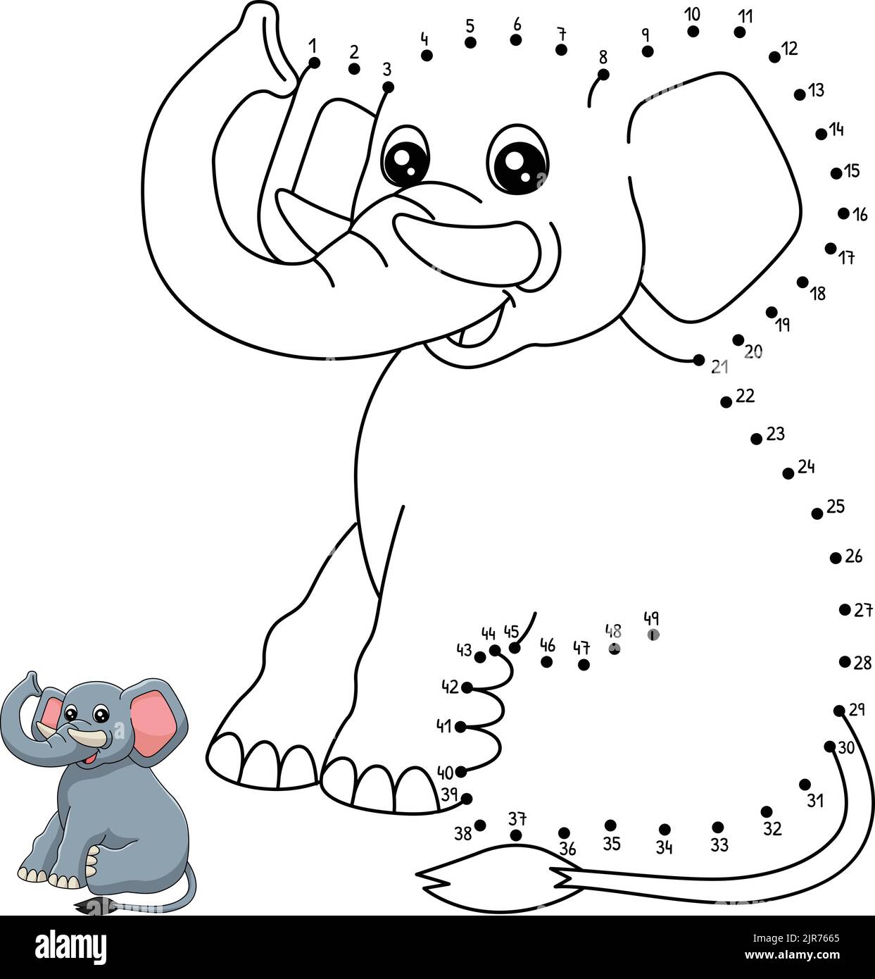 Dot to Dot Elephant Coloring Page for Kids Stock Vector Image & Art - Alamy