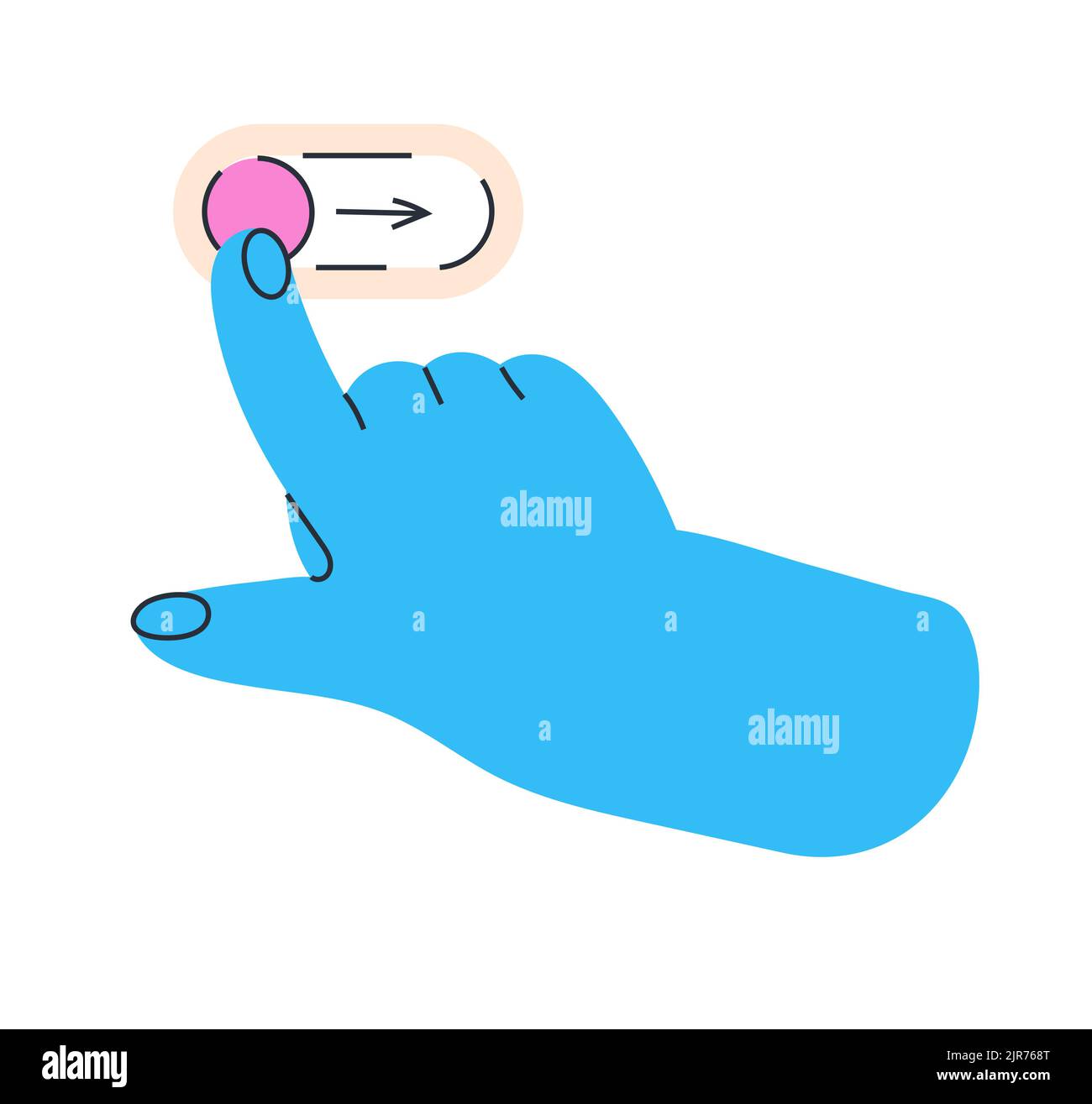 Colorful handspress on button. Different gestures sign vector. Human ...