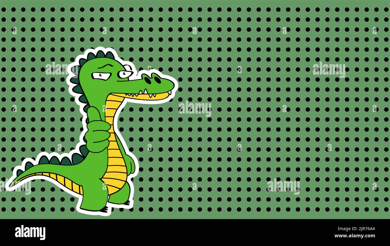 flirty crocodile character cartoon sticker background illustration in ...