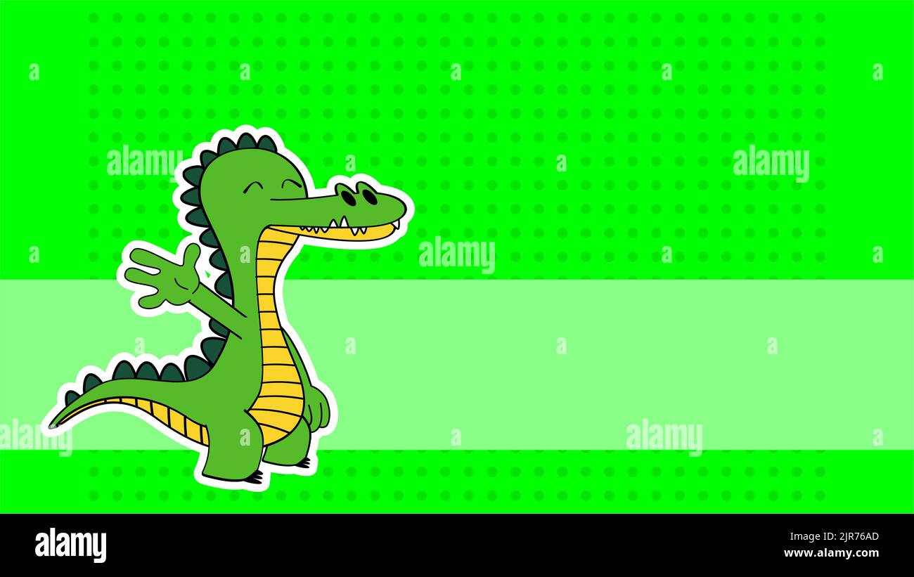 happy crocodile character cartoon sticker background illustration in ...
