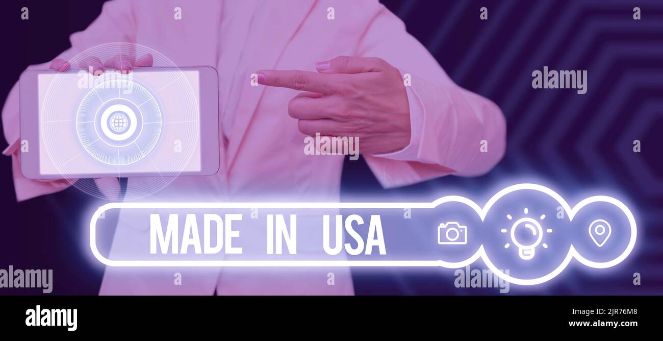 Handwriting text Made In Usa, Word Written on American brand United ...