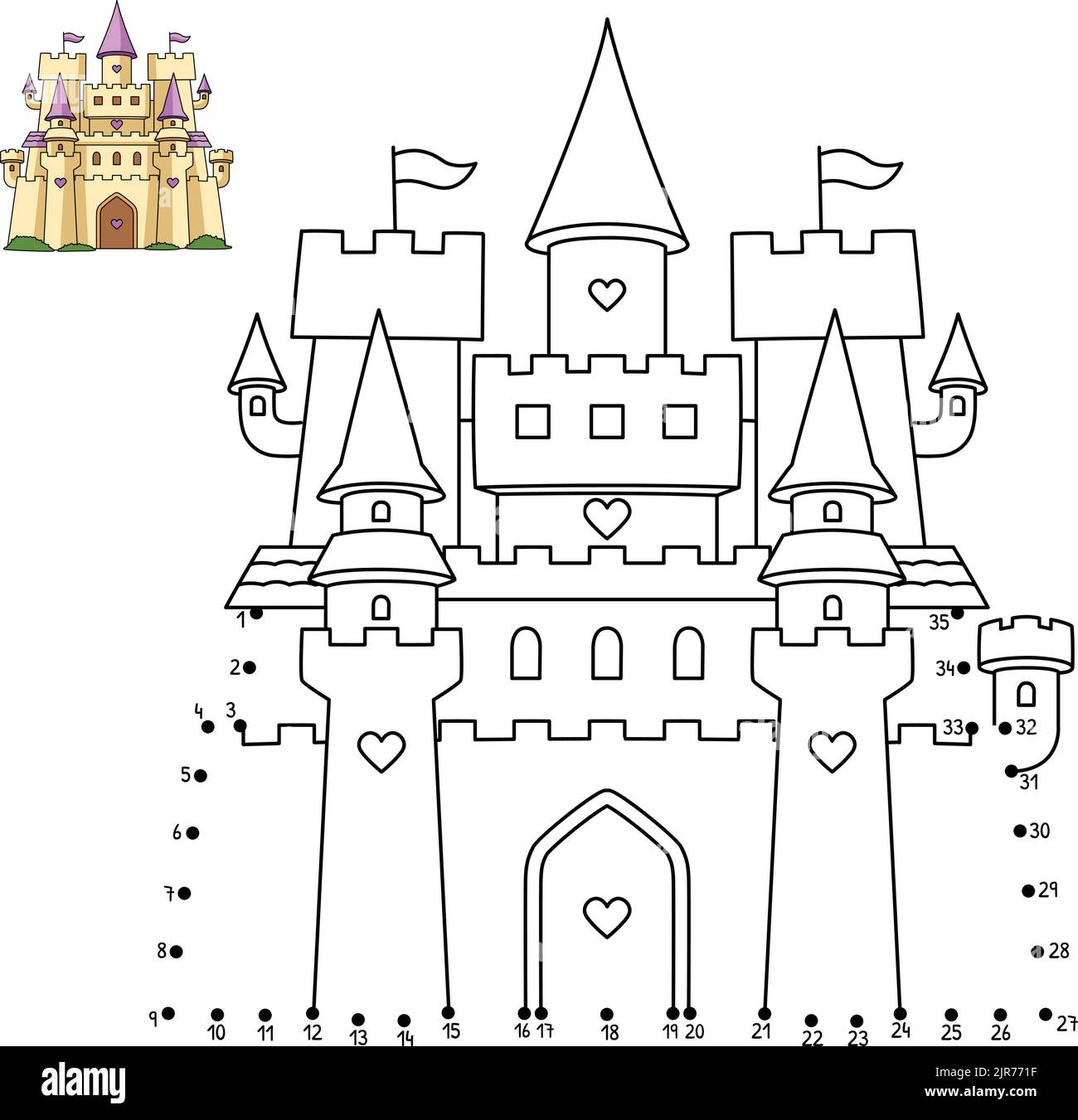 Dot to Dot Castle Coloring Page for Kids Stock Vector Image & Art - Alamy