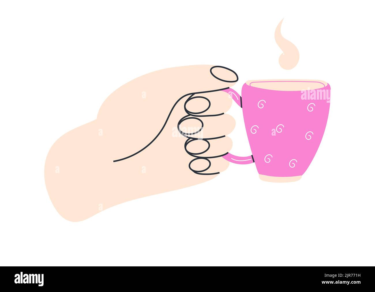 Colorful hands holding mug. Different gestures sign vector Stock Vector ...