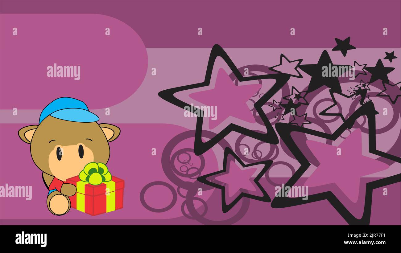 baby camel chibi cartoon background holding gift box vector format ...