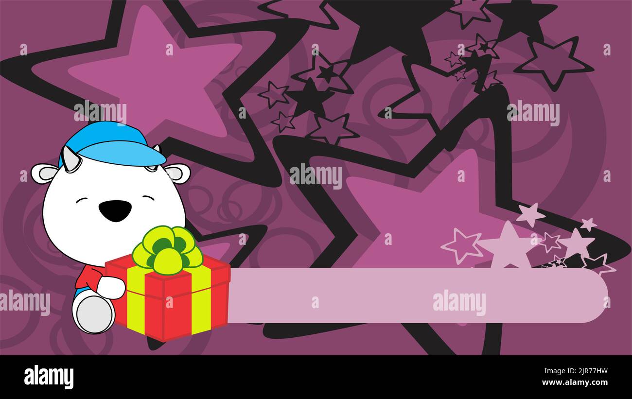 baby goat chibi cartoon background holding gift box vector format Stock ...