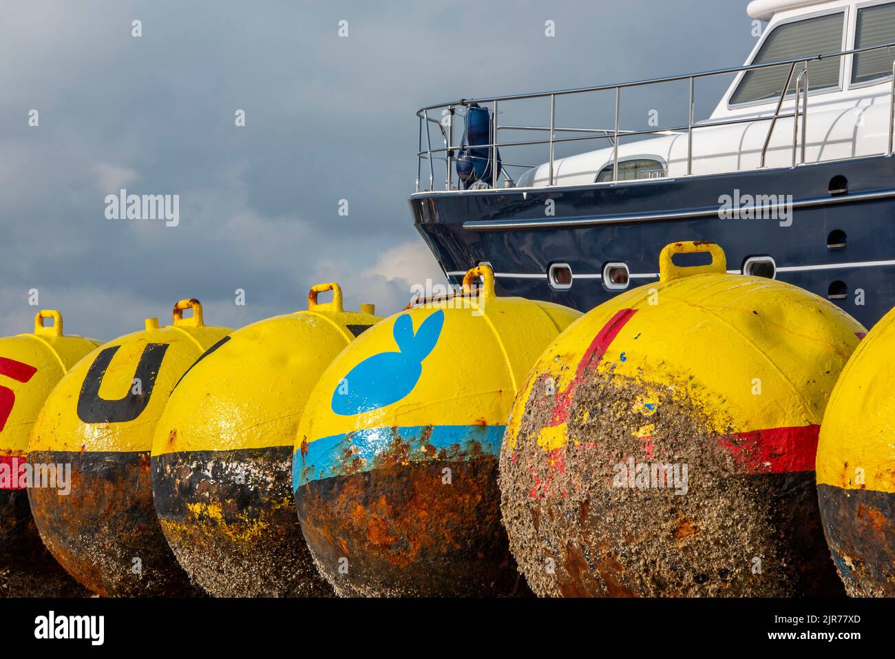 bembridge harbour on the isle of wight with large navigational buoys ...