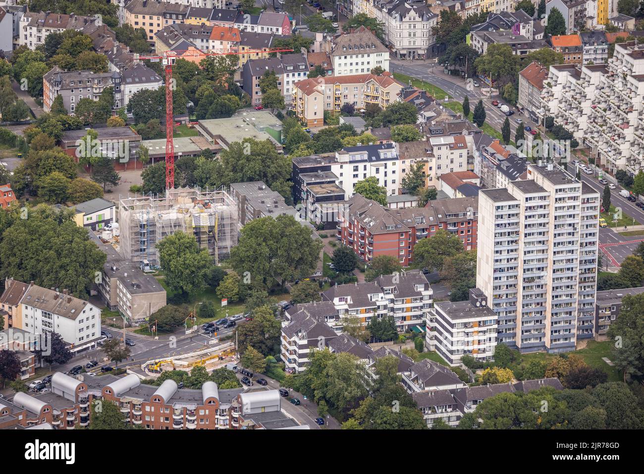 Aerial view, high-rise building at the Heiligegartenstraße corner ...
