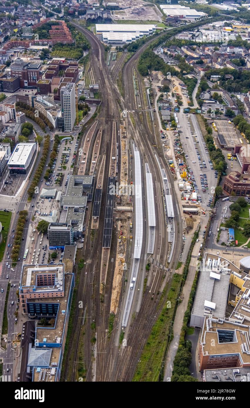 Aerial view, construction site at Dortmund main station in the City ...
