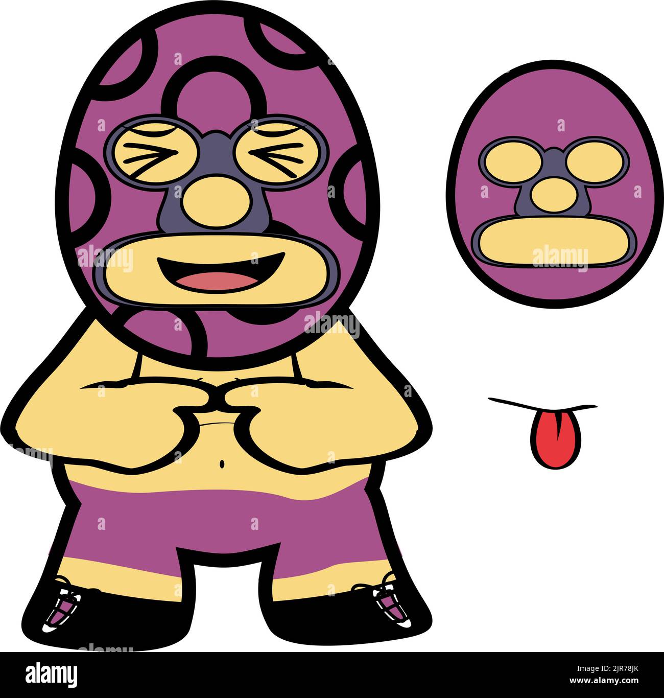 Sweet Chibi Mexican Wrestler Cartoon Expressions Pack Illustration In Vector Format Stock Vector