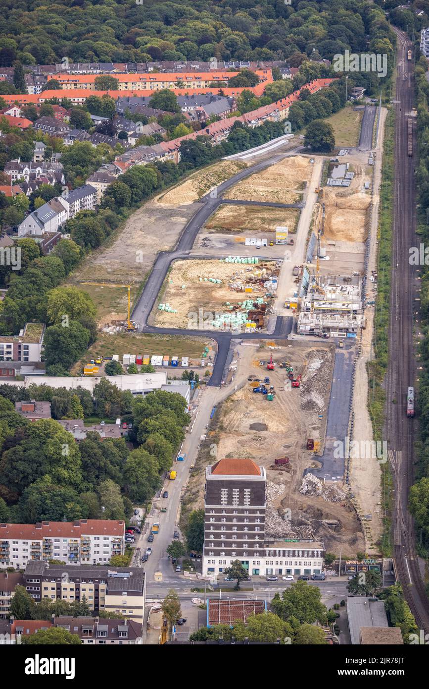 Aerial view, construction site Kronprinzenviertel for new construction ...