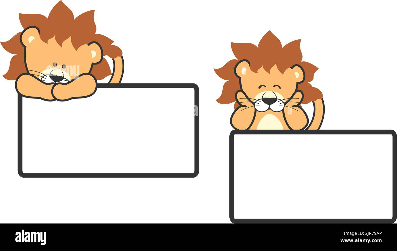 baby lion cartoon billboard pack copy space illustration in vector ...