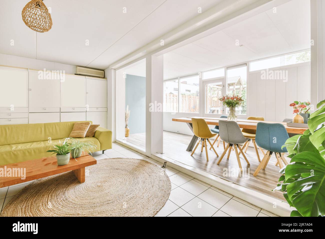 Contemporary minimalist style interior design of light studio apartment ...