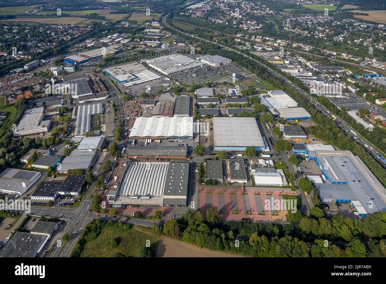 Aerial view, Indupark industrial park with the IKEA store in the ...