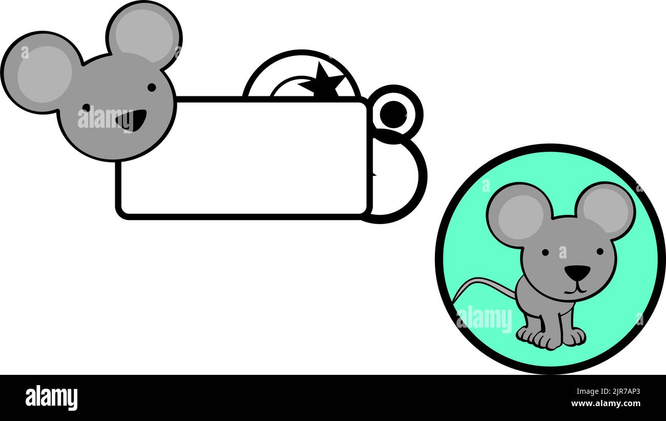 cute standing mouse character cartoon sticker and billboard set ...