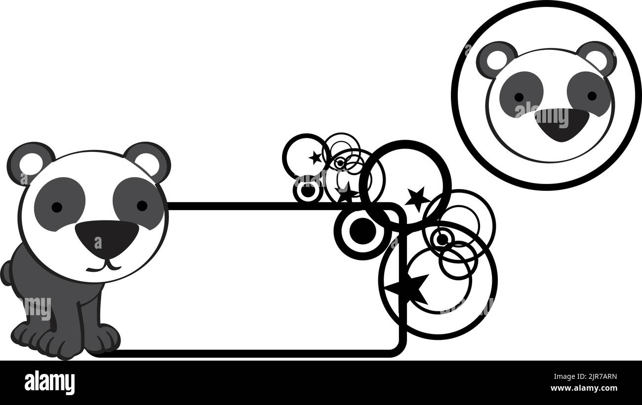 cute standing panda bear character cartoon sticker and billboard set ...