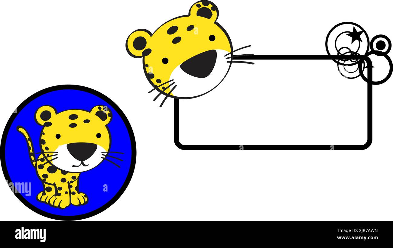 cute standing leopard character cartoon sticker and billboard set ...