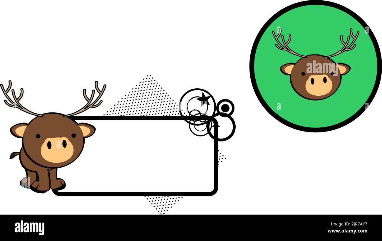 cute standing deer character cartoon sticker and billboard set ...