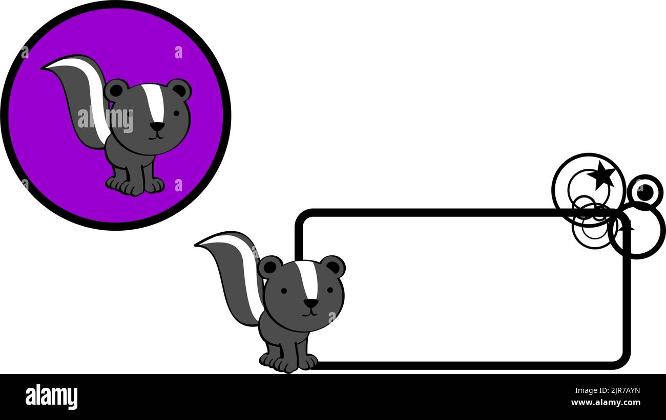 cute standing skunk character cartoon sticker and billboard set ...