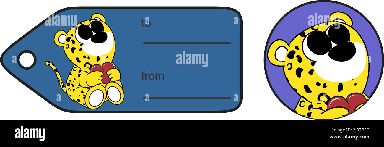 chibi baby leopard sitting cartoon sticker and gift card illustration ...